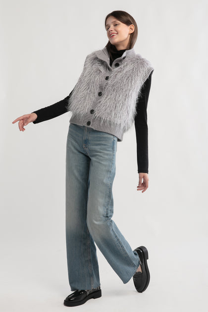 Fluffy Button Up Vest – Wholesale Common Knit